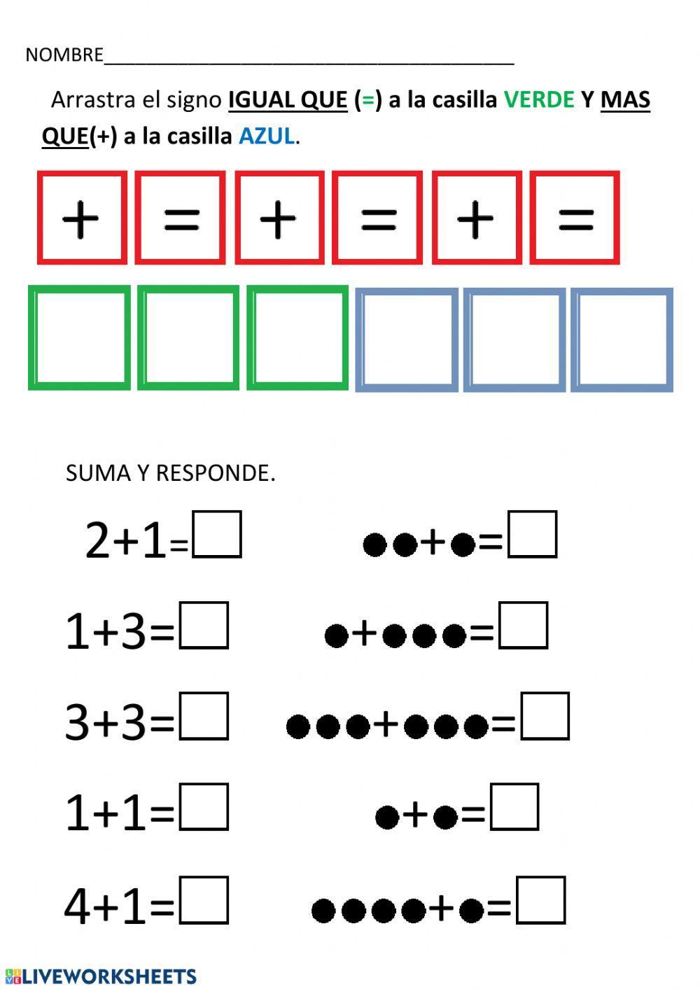 Signos - y + worksheet | Live Worksheets