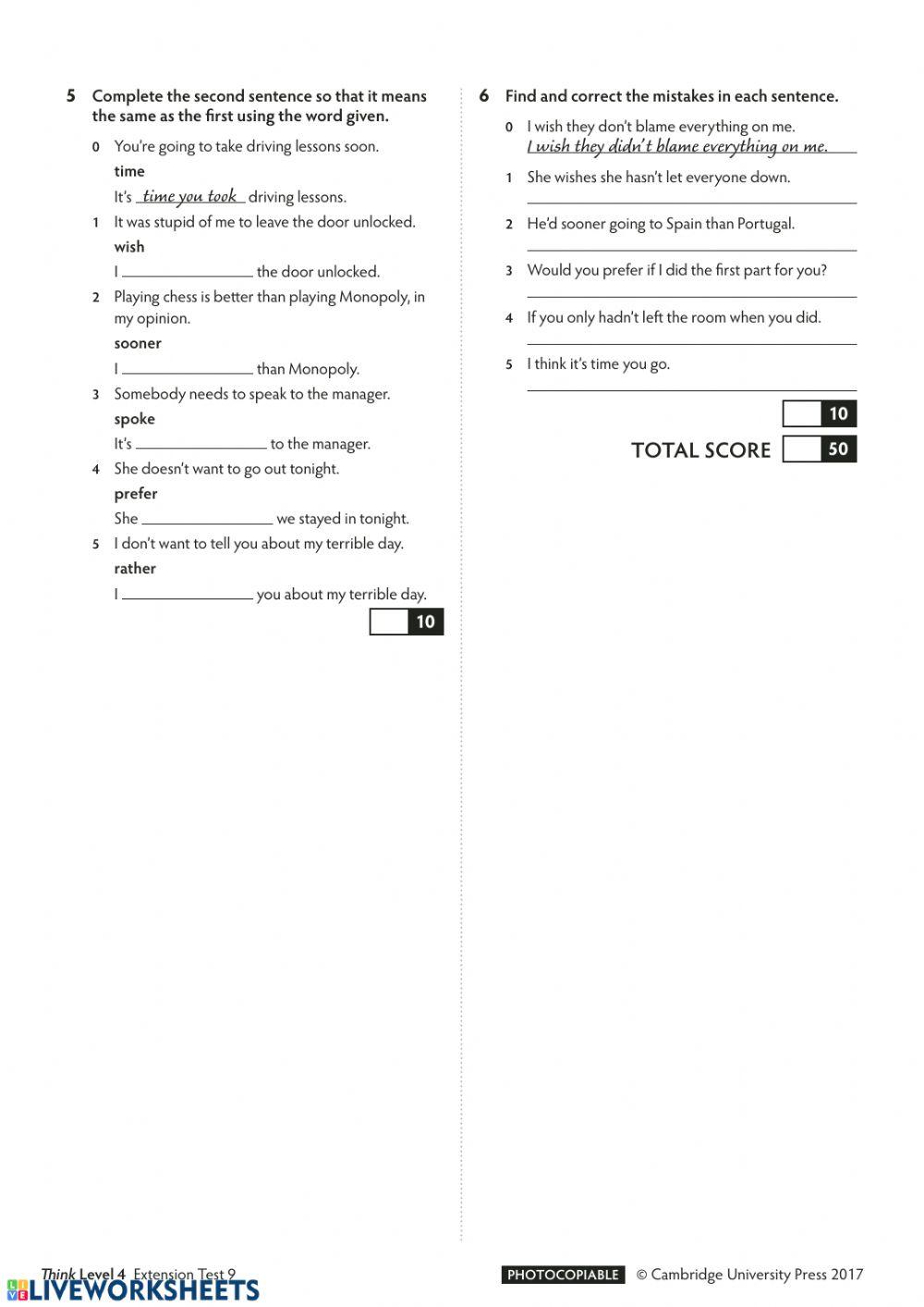 Think 4 Test 9 (2) 5522492 | Anna Plotnikova