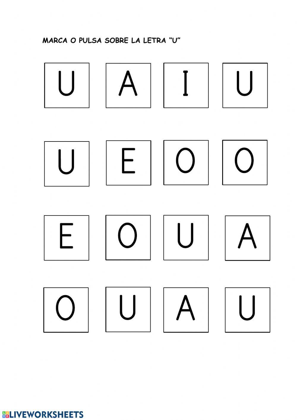 Vocal u exercise | Live Worksheets