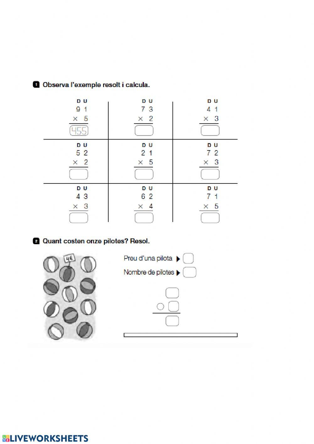 MÉS MULTIPLICACIONS online exercise for | Live Worksheets