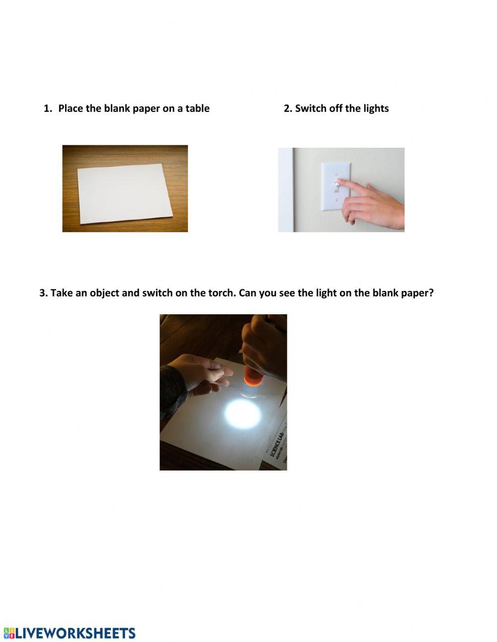 Transparent and Opaque Experiment online exercise for | Live Worksheets