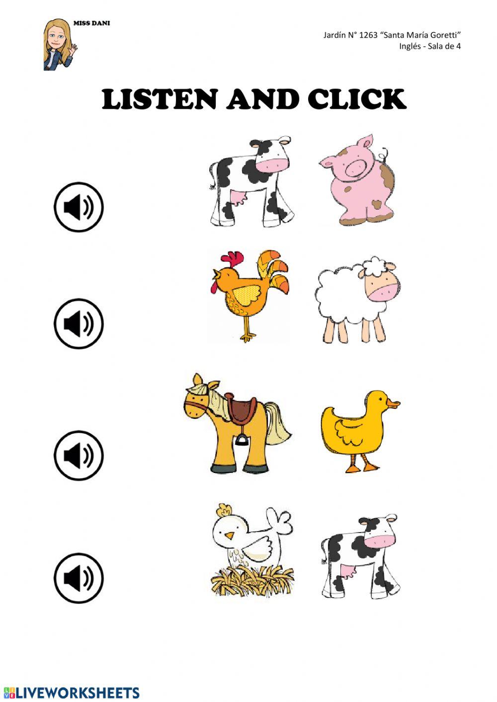 Farm Animals | Free Interactive Worksheets | 125354