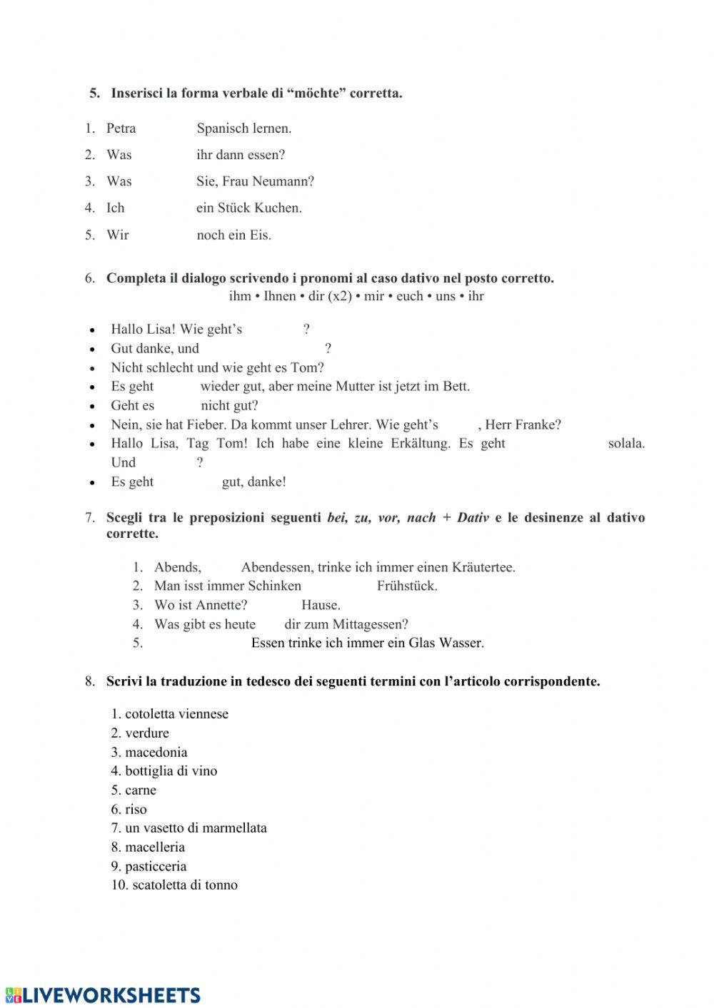 Imperativ und Essen worksheet | Live Worksheets