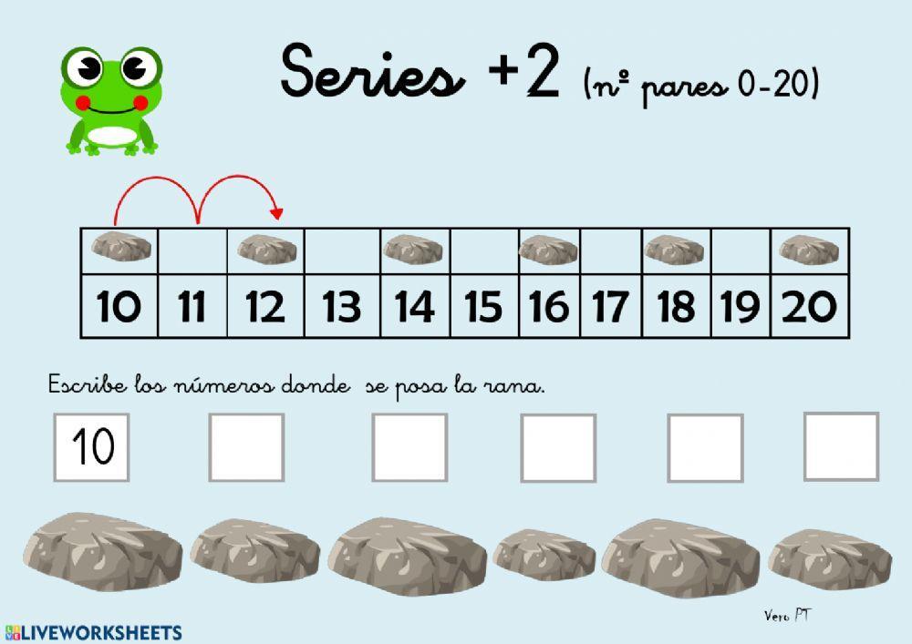 Series +2 (desde 0 al 20) nº pares worksheet | Live Worksheets