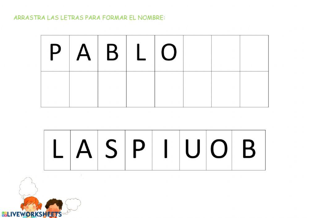 Letras nombre PABLO worksheet | Live Worksheets