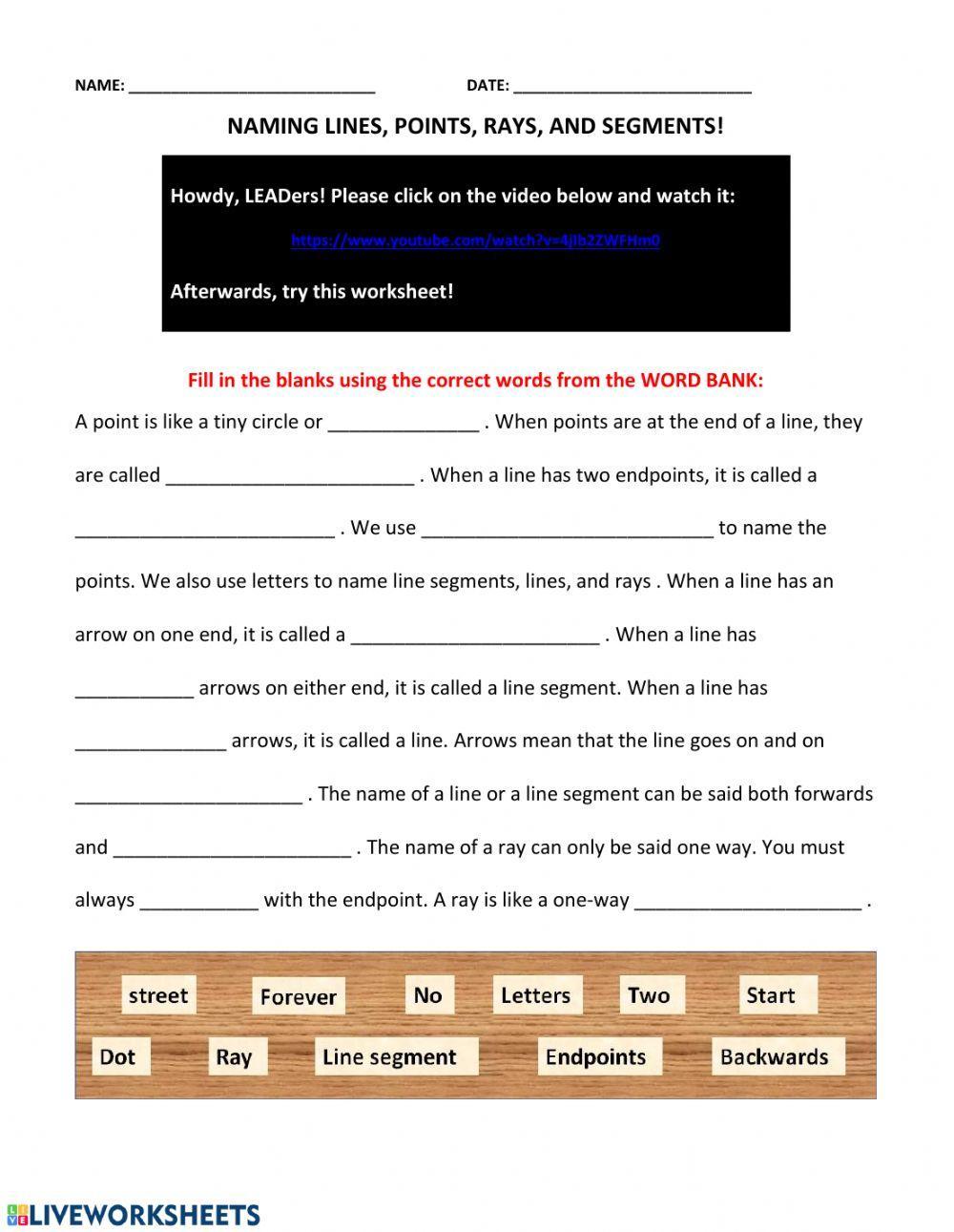 naming lines worksheet