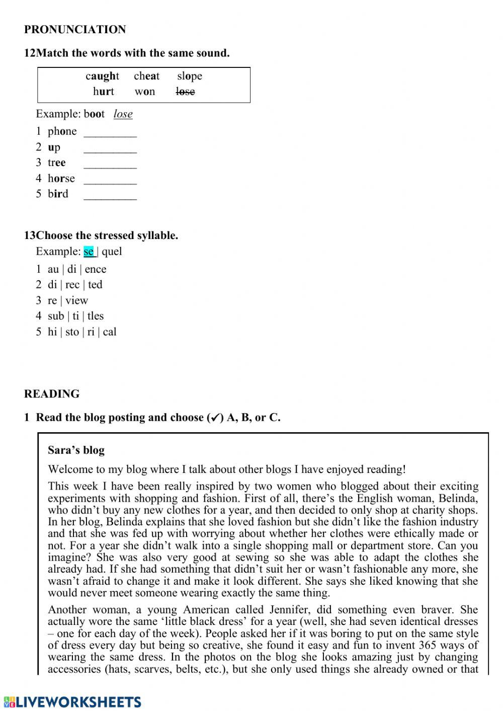 English File Intermediate Achievement test May 2020 online exercise for ...