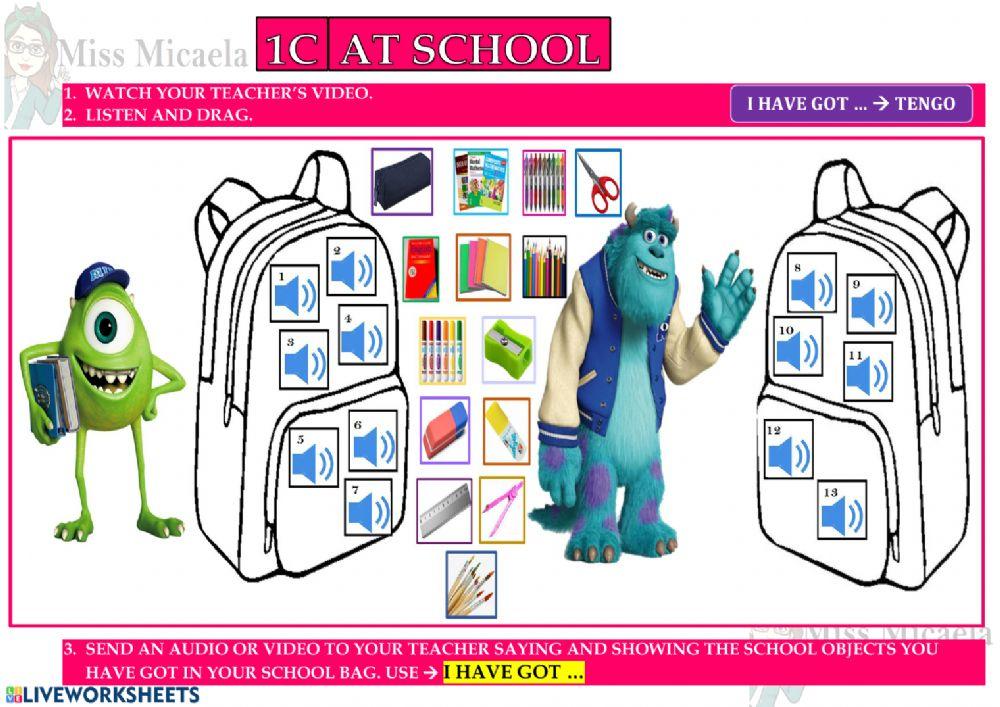 School objects online exercise for grade 3 | Live Worksheets