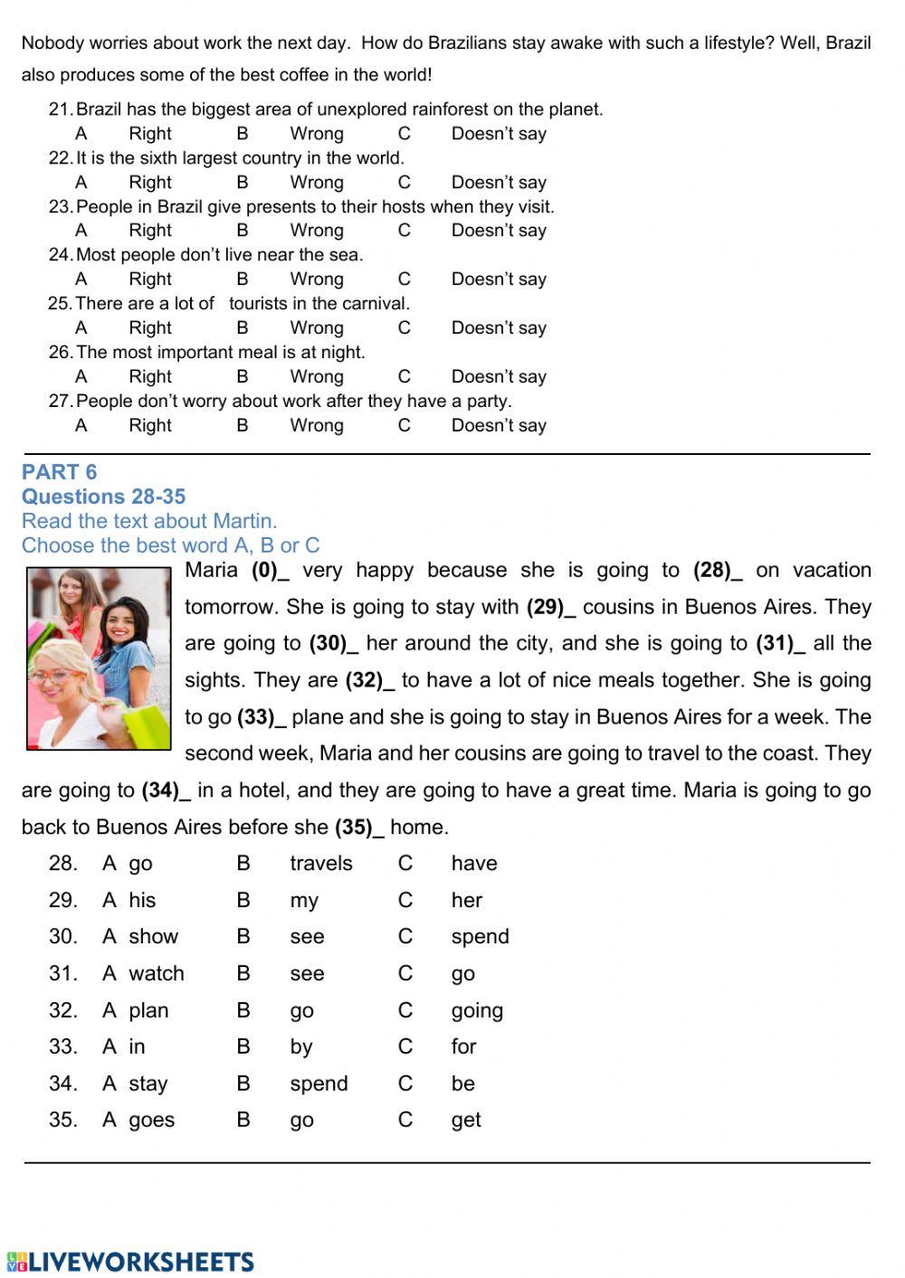 Sixth cycle final exam worksheet | Live Worksheets