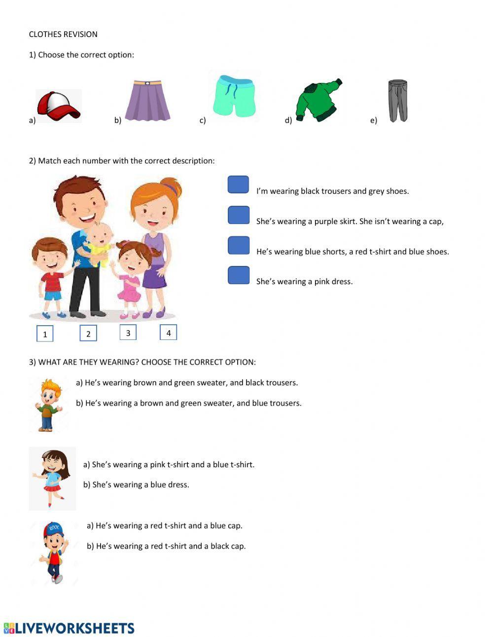 Clothes present continouos wear | LiveWorksheets