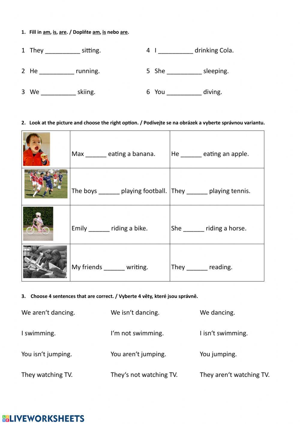 Present Continuous Revision 1 online exercise for | Live Worksheets