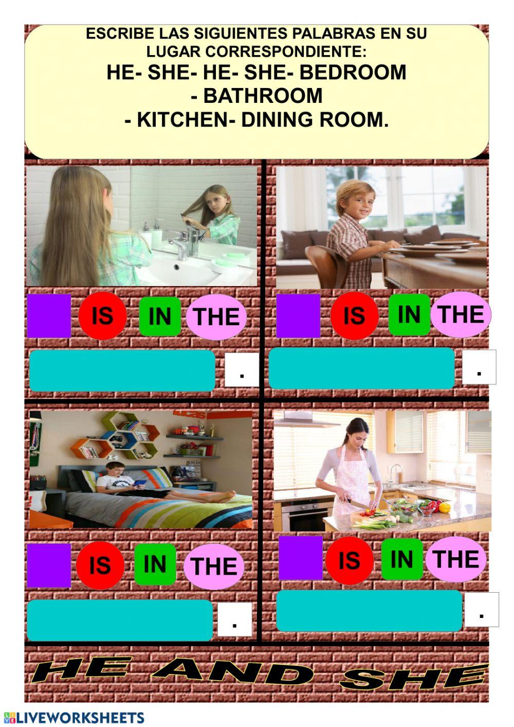 He and she worksheet | Live Worksheets