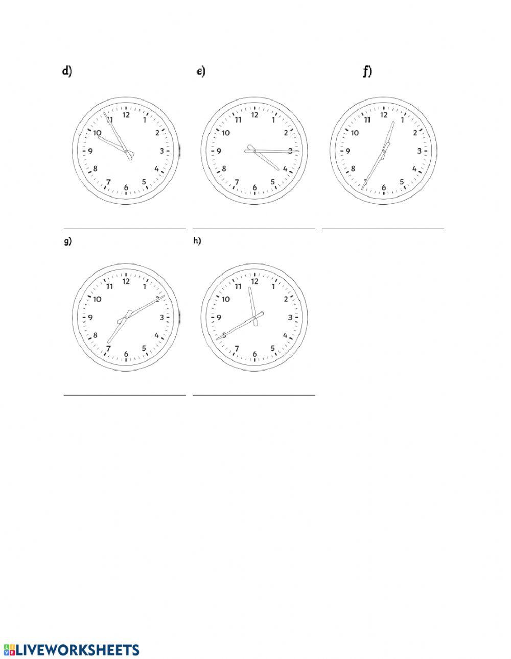 Telling Time online exercise | Live Worksheets