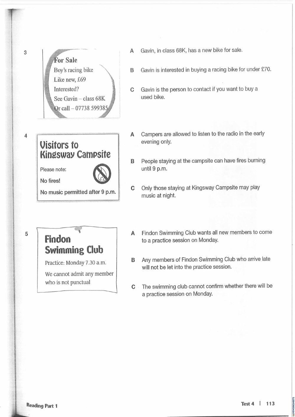 5530458 | PET for schools- Test 4- Reading parts 1 -2