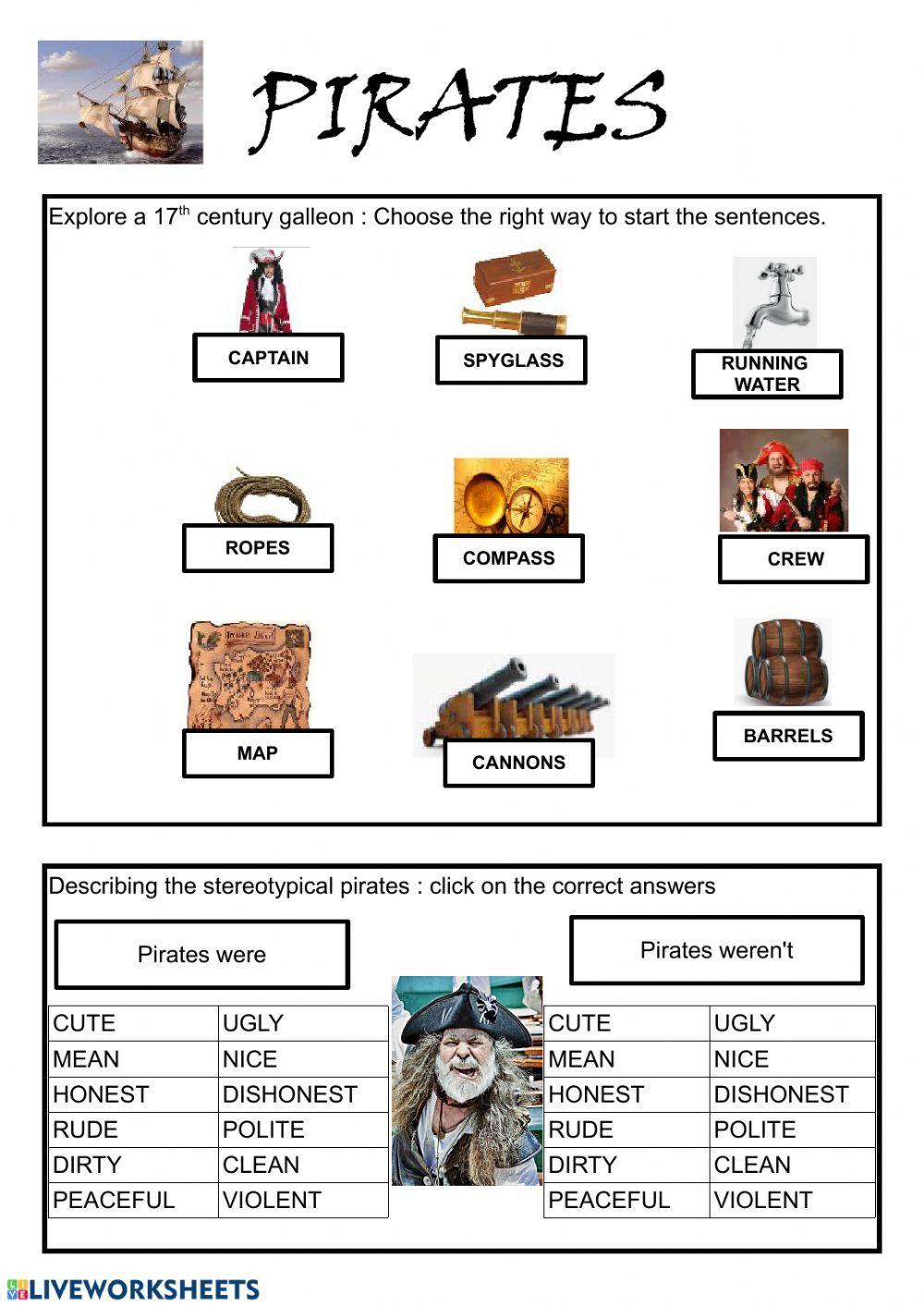 Pirates | Free Interactive Worksheets | 129455