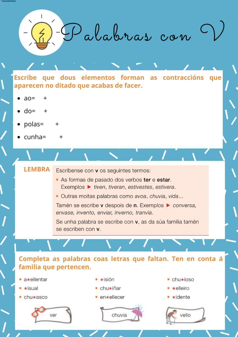 Palabras con v worksheet | Live Worksheets