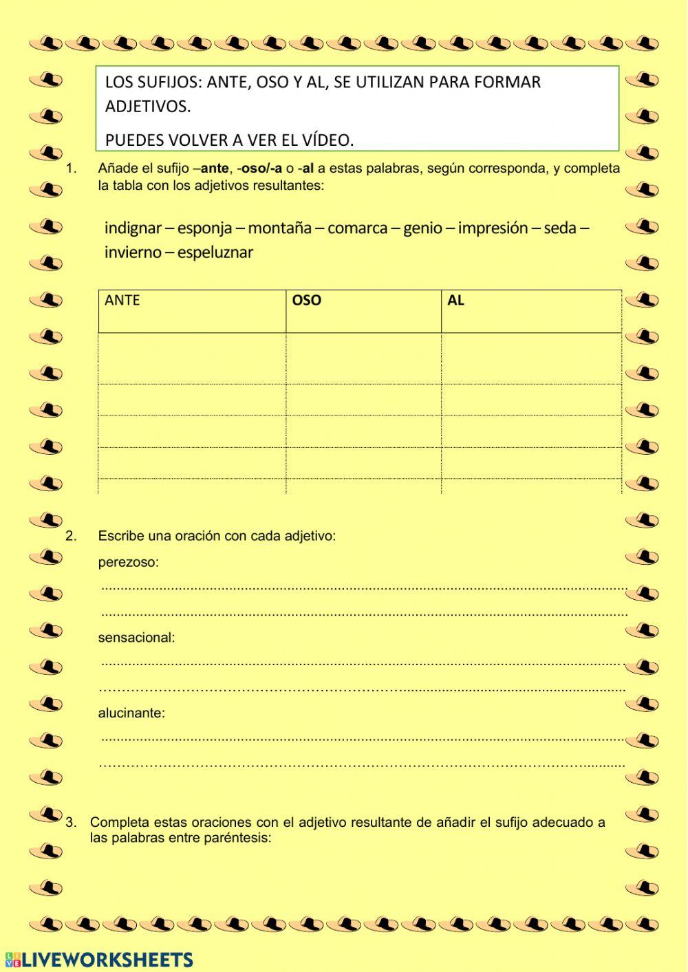 Sufijos | Live Worksheets