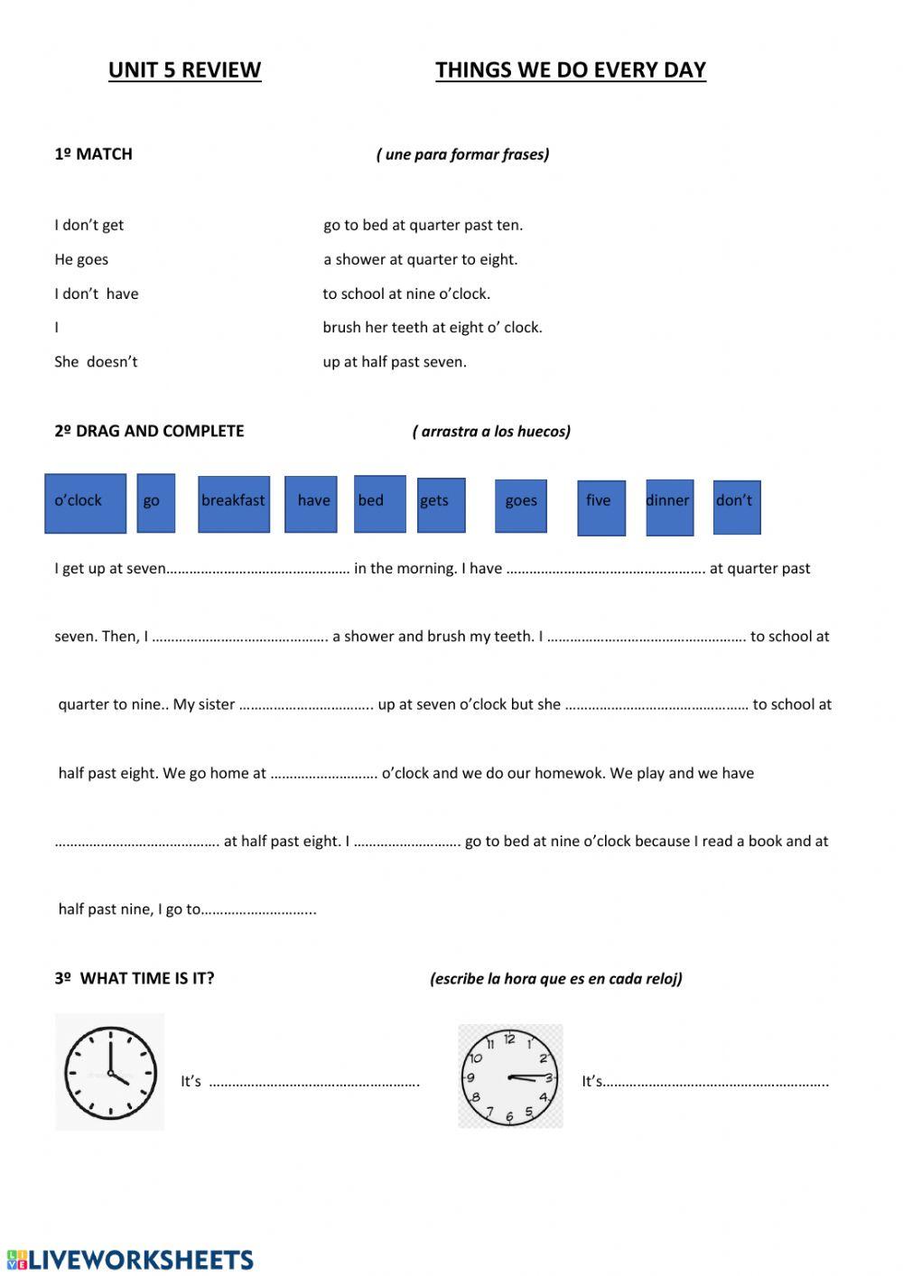 Things we do every day interactive worksheet | Live Worksheets