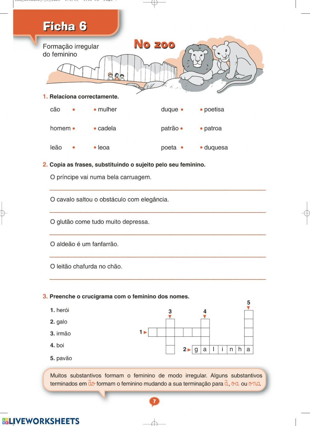 Gramática worksheet for 3