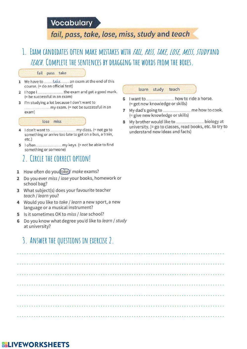 SIB - Vocabulary on School worksheet | Live Worksheets