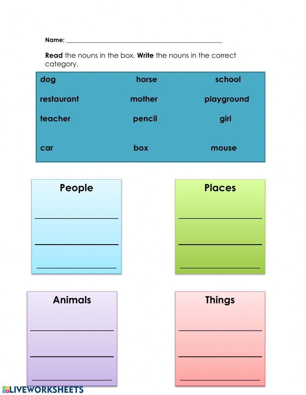 Nouns online activity for 2 | Live Worksheets