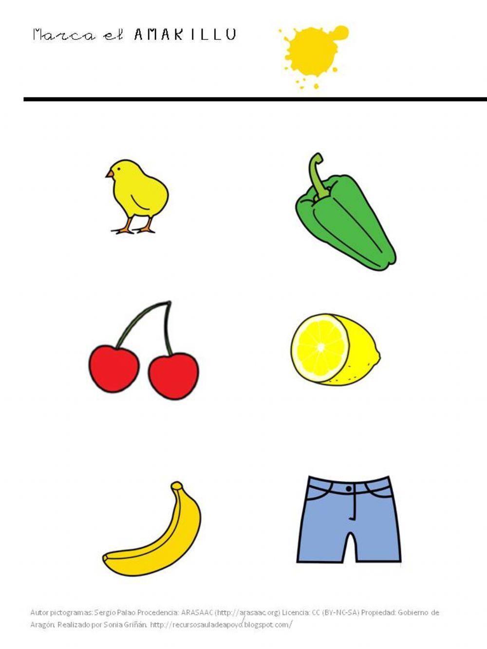Los colores:el amarillo worksheet | Live Worksheets