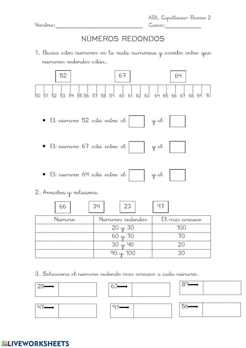 Repaso Números redondos online exercise for | Live Worksheets