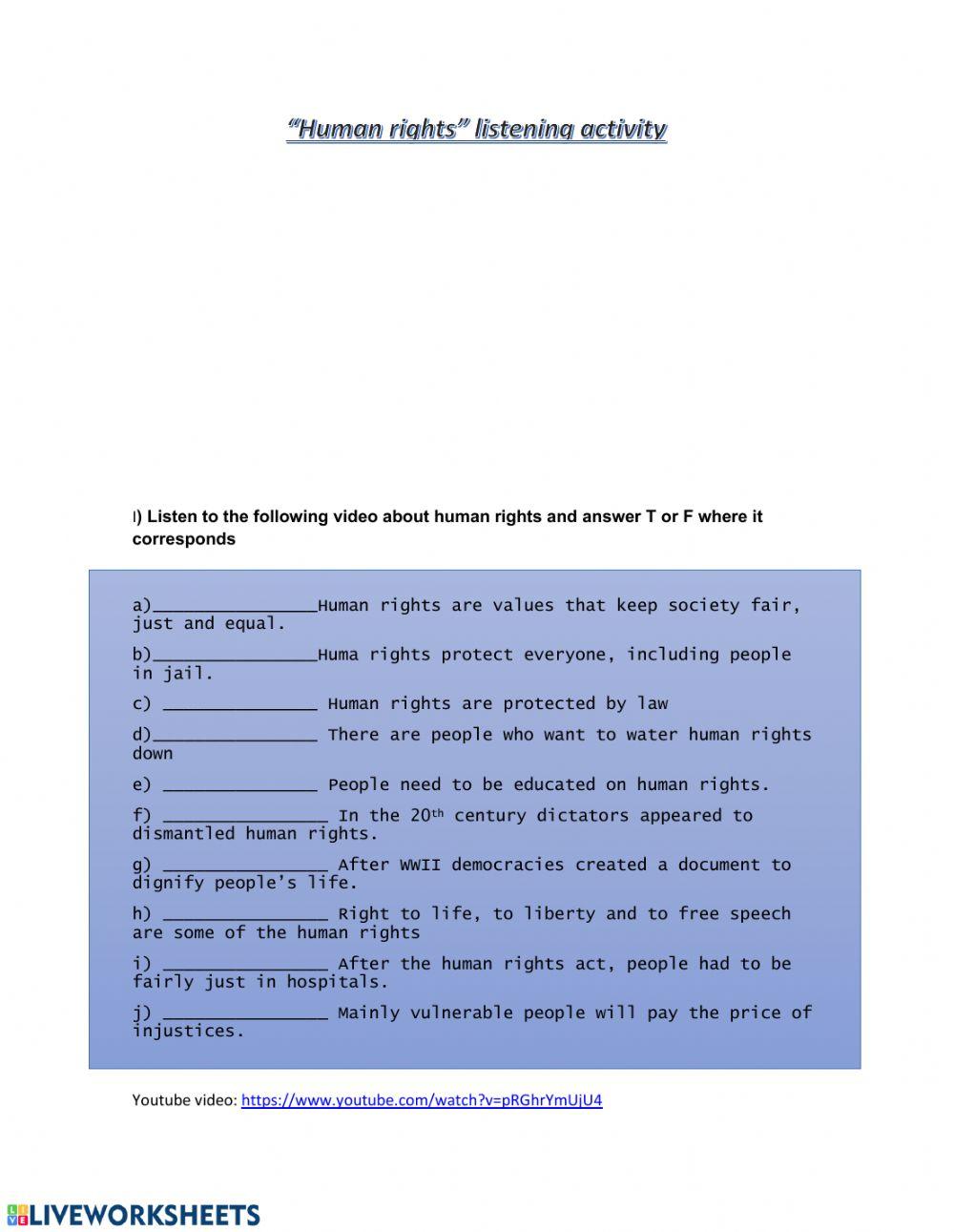 Human rights | Free Interactive Worksheets | 131229