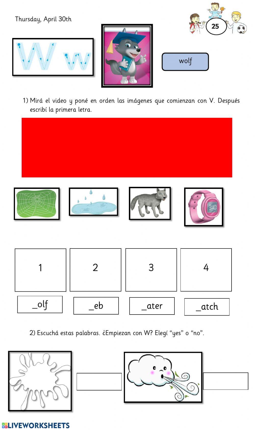 Sounds w worksheet | Live Worksheets