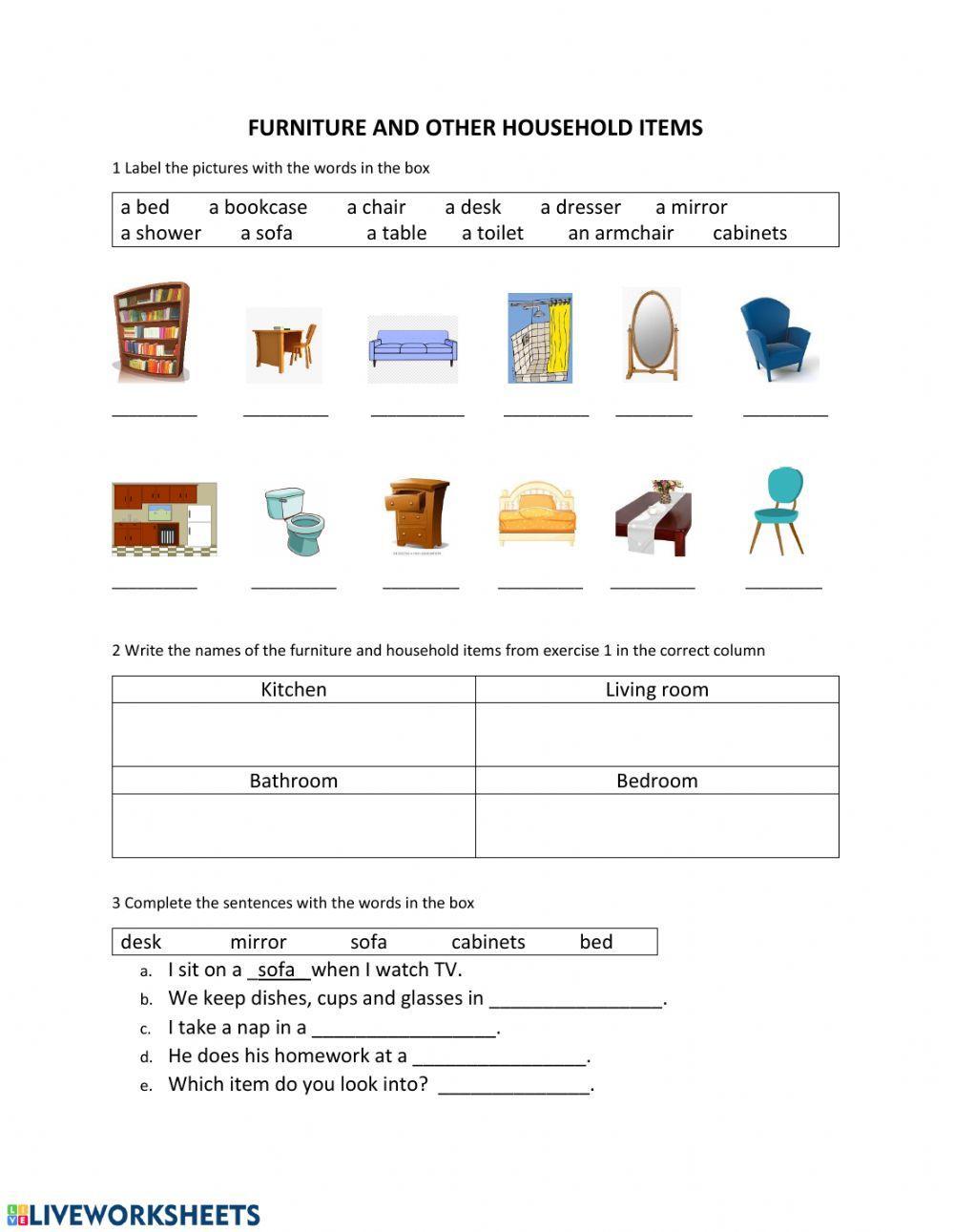 Household Items Vocabulary