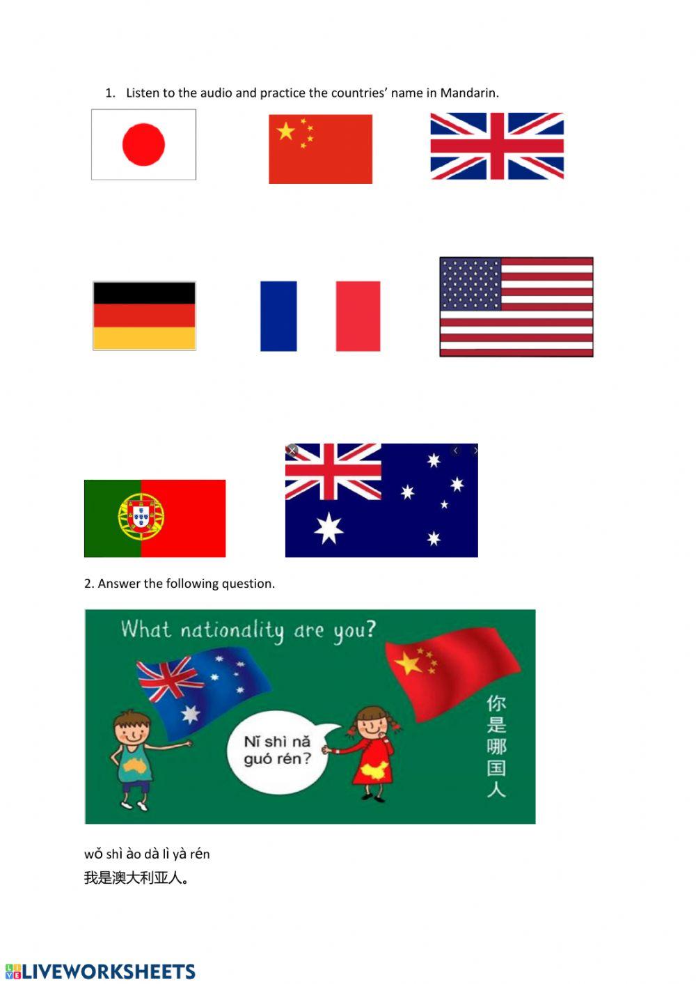 Countries and nationality worksheet | Live Worksheets