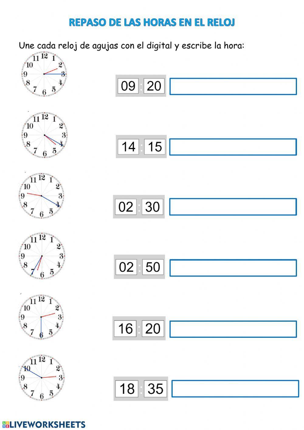 132168 | El reloj | anatartessos | LiveWorksheets