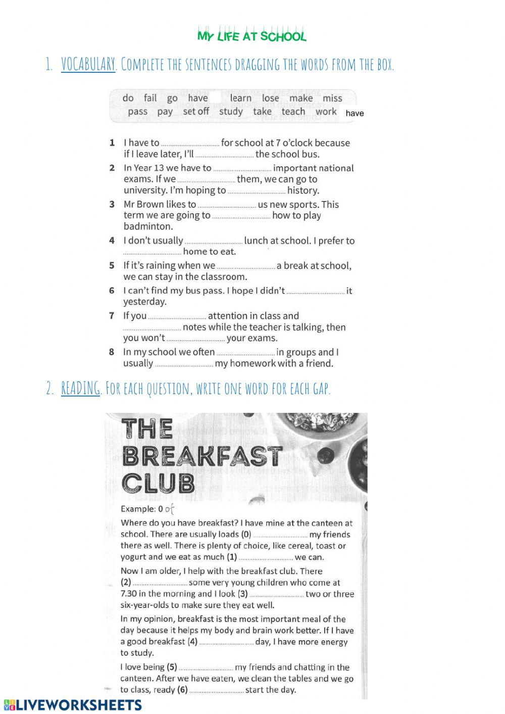 Life at School 132313 | Leandro Ampuero | LiveWorksheets