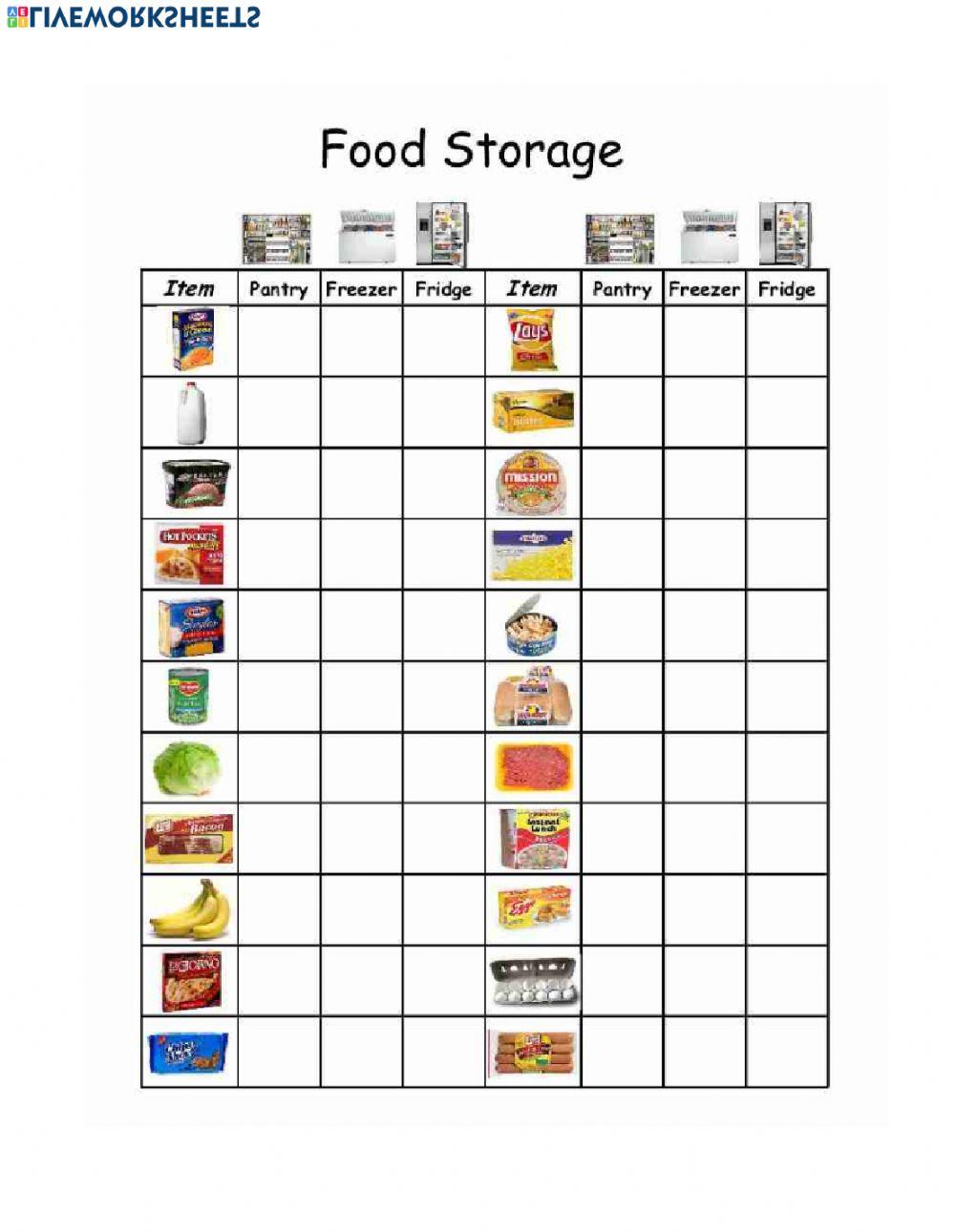 Food Storage 5538441 | Melissa Koehler | Live Worksheets