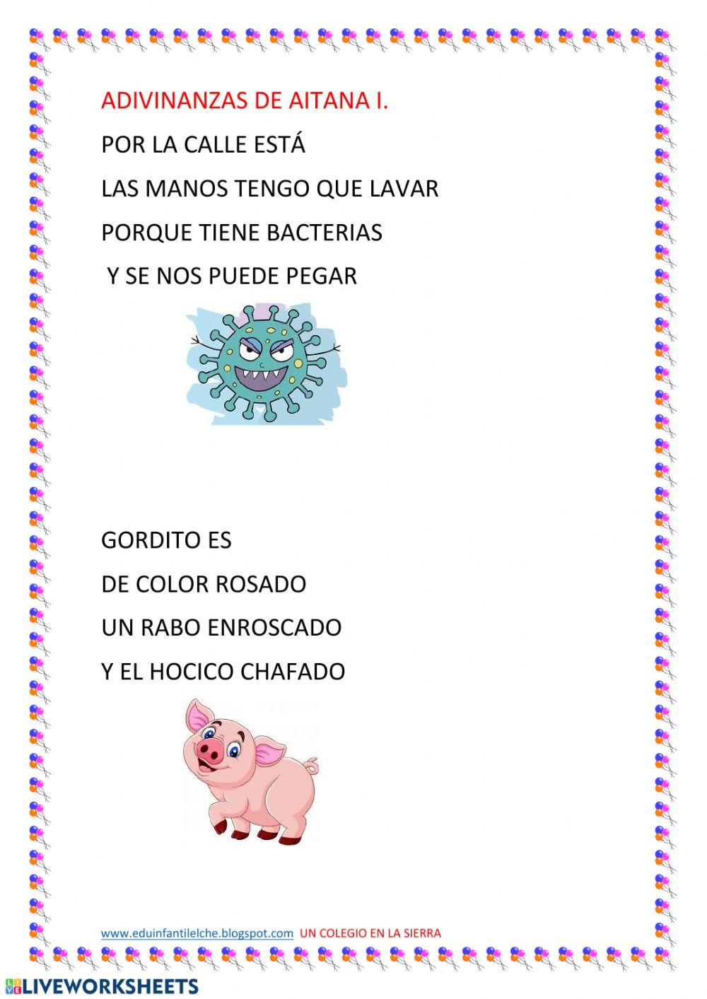 Adivinanzas inventadas worksheet | Live Worksheets