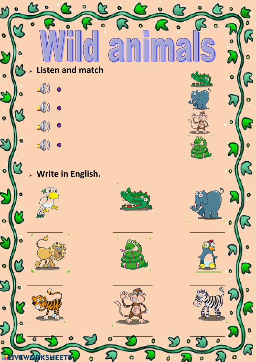 Wild animals interactive exercise for 2º-3º | Live Worksheets