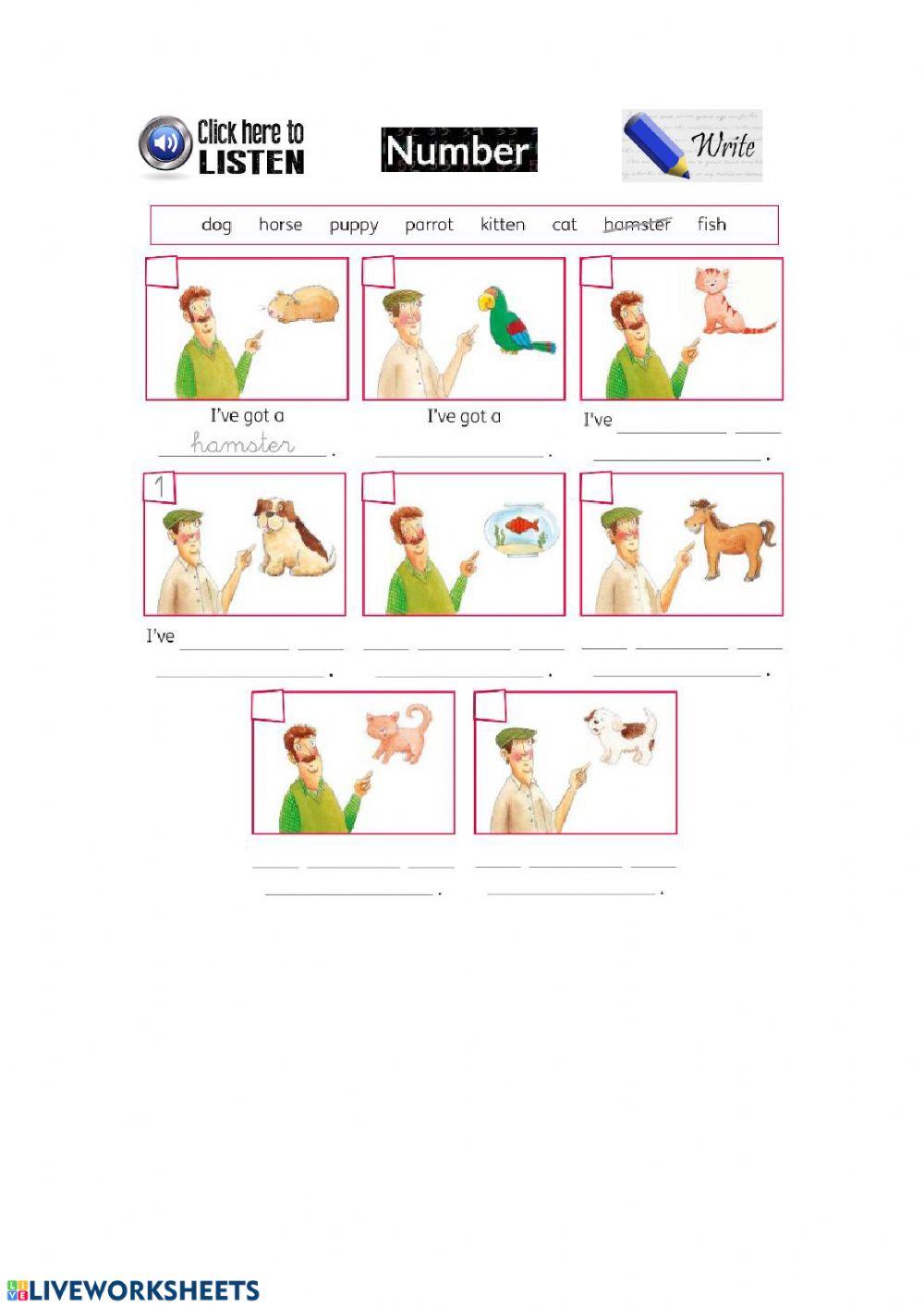 Listen, number and write worksheet | Live Worksheets