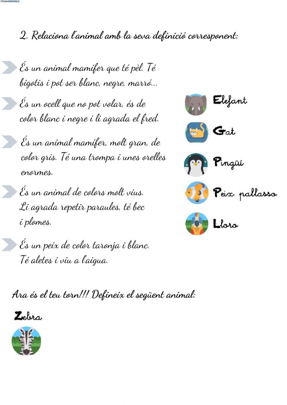 Els animals | Free Interactive Worksheets | 132943