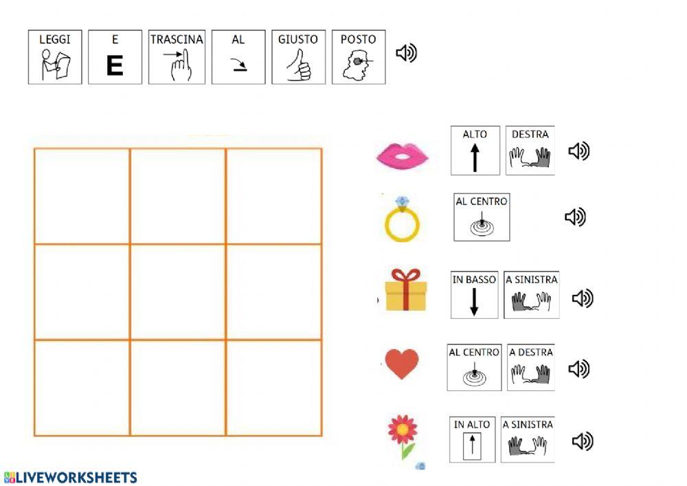 Reticolo: alto basso destra e sinistra in CAA worksheet | Live Worksheets