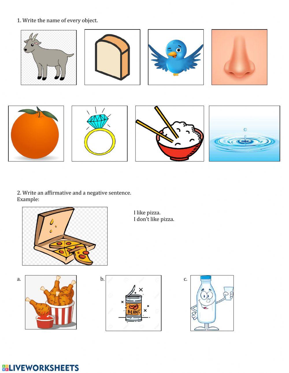 Practice: I like worksheet | Live Worksheets