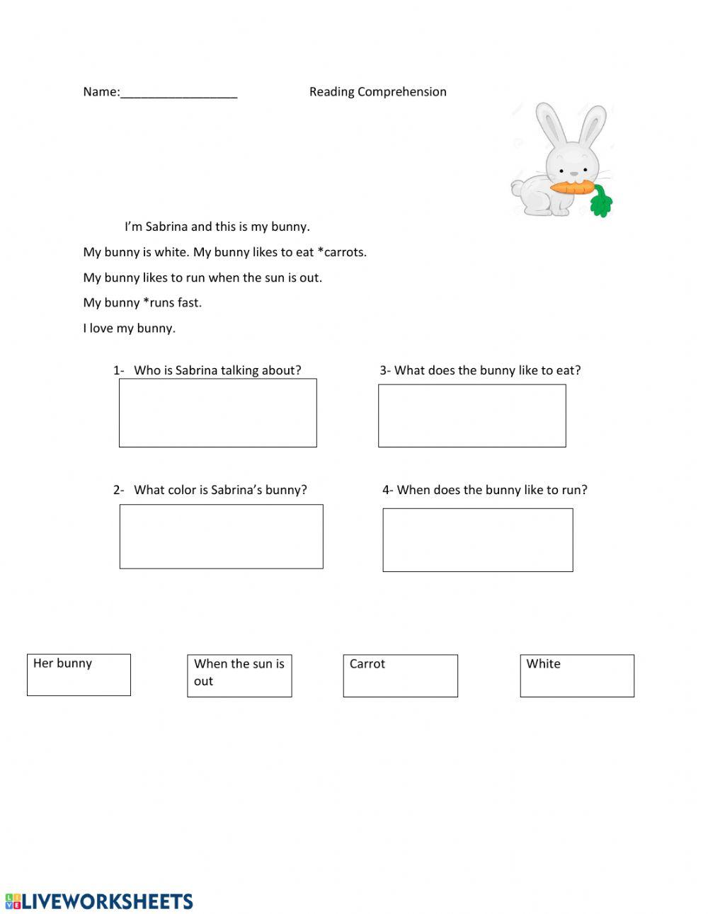 Reading Comprehension interactive worksheet for 1-2 | Live Worksheets