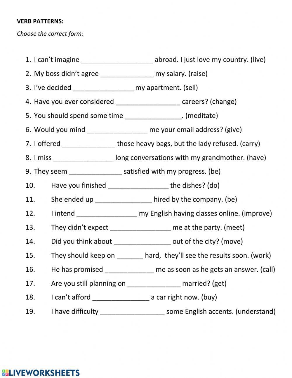 Verb patterns 133493 | Silvia M. Angelieri A. Fleury