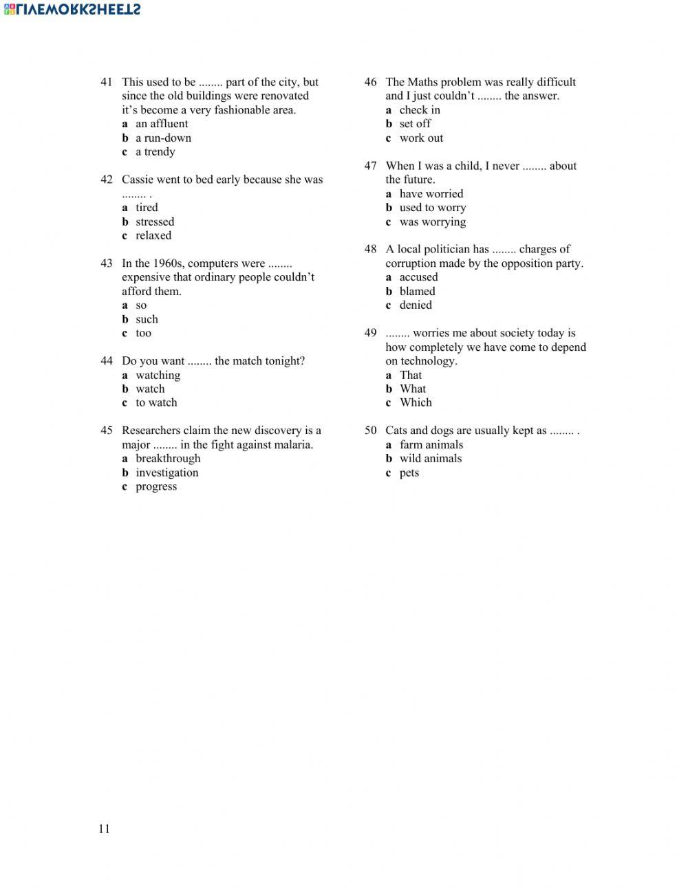 adult level test online exercise for | Live Worksheets