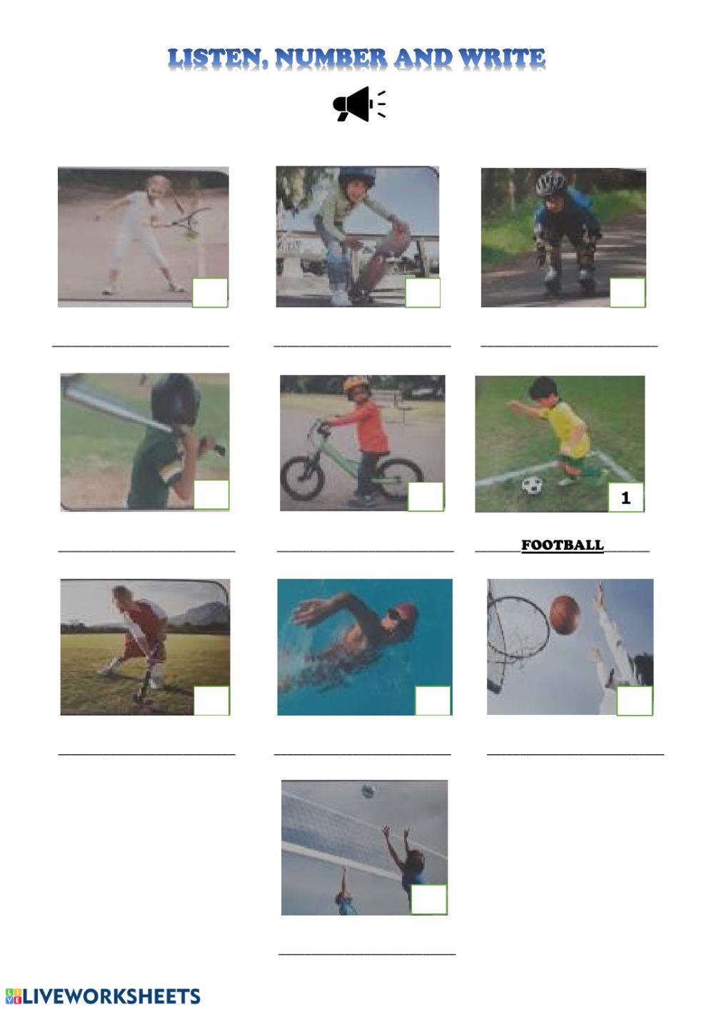 Listen, number and write worksheet | Live Worksheets