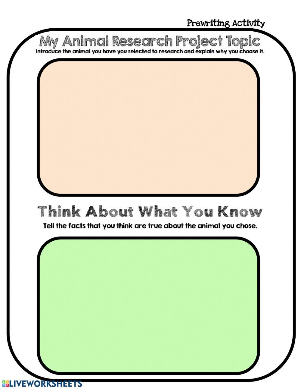 Animal Report Prewrite worksheet | Live Worksheets