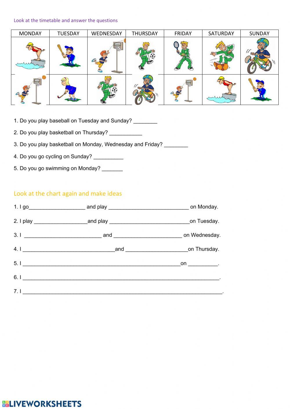 Sports online pdf worksheet | Live Worksheets