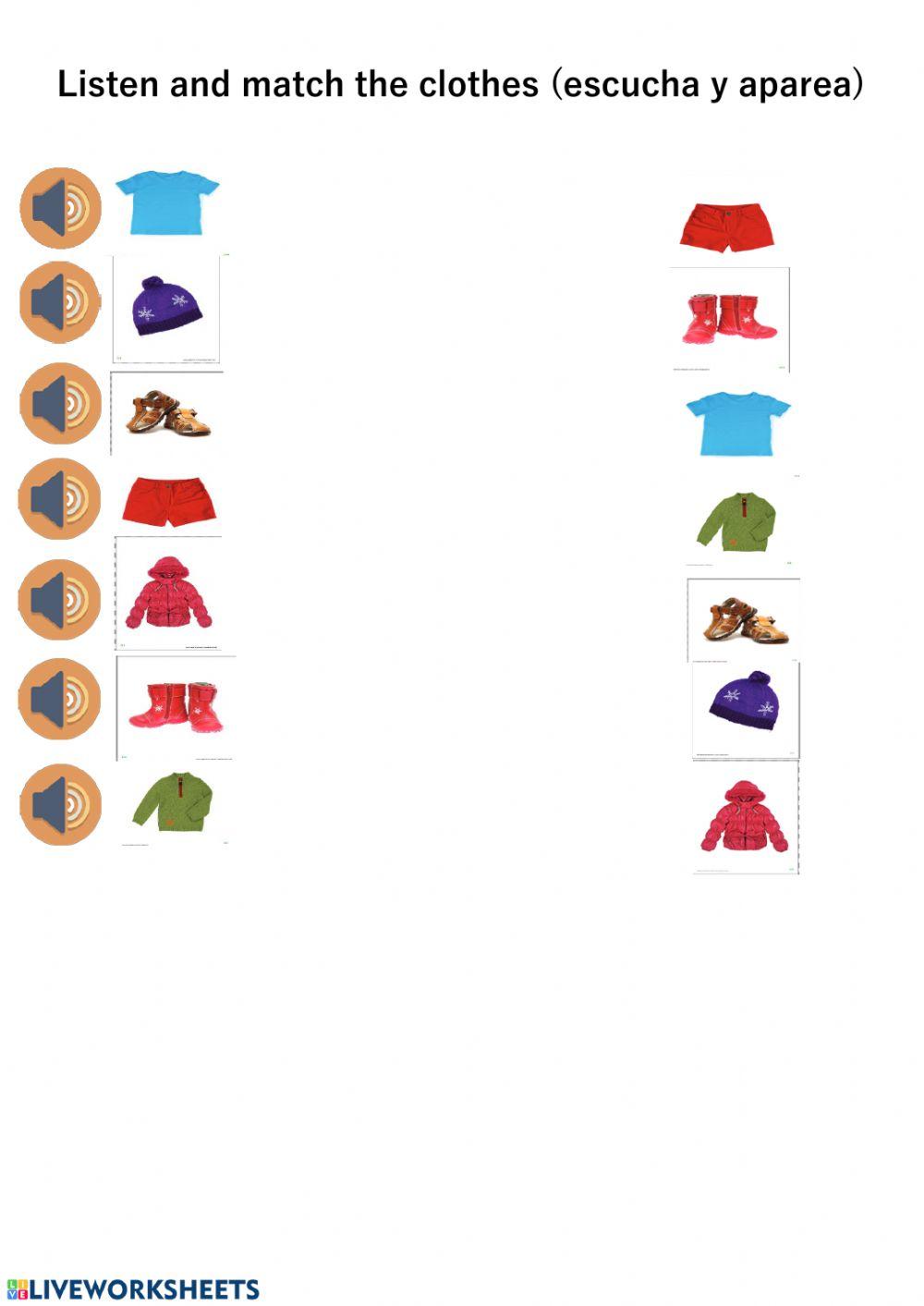 Clothes online exercise for Pre Kinder | Live Worksheets
