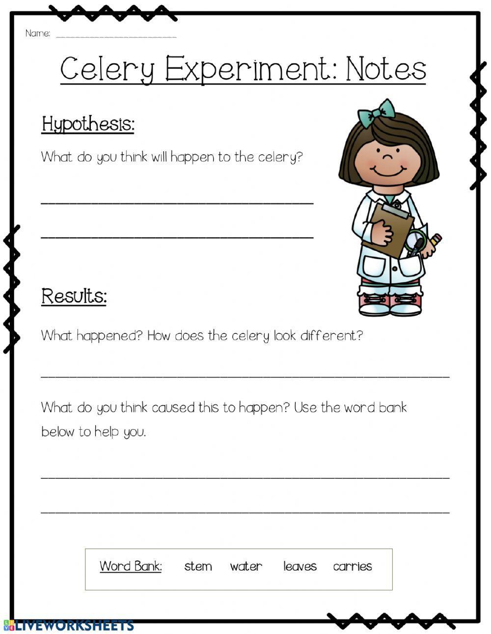 Celery Experime… | Free Interactive Worksheets | 134705