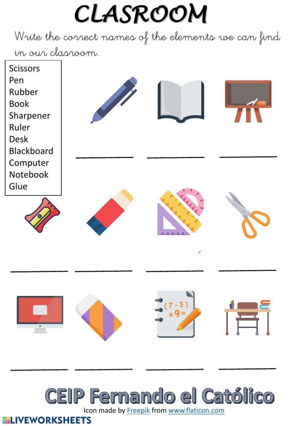 Clasroom objects | Free Interactive Worksheets | 135344