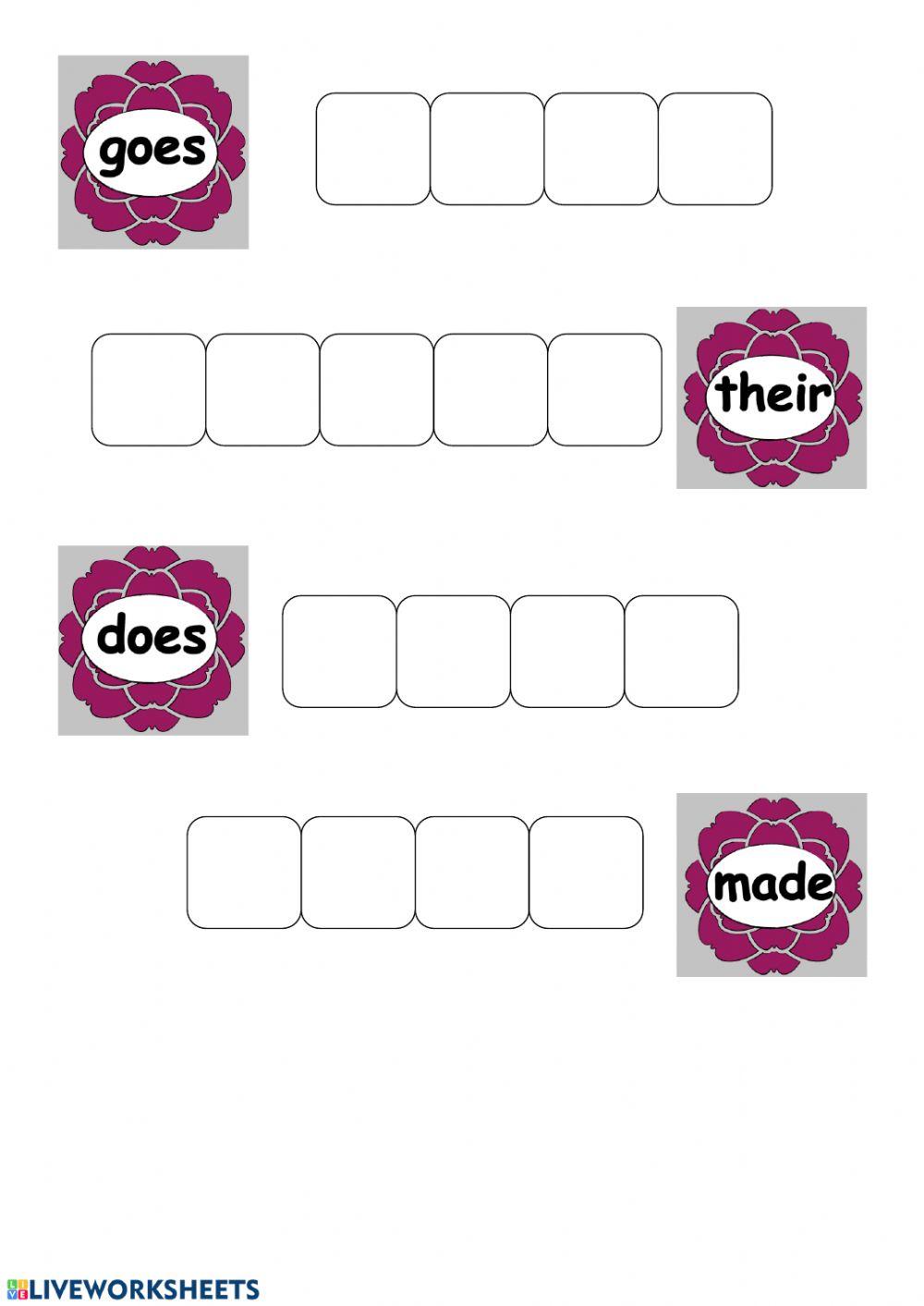 Tricky Words interactive worksheet | Live Worksheets